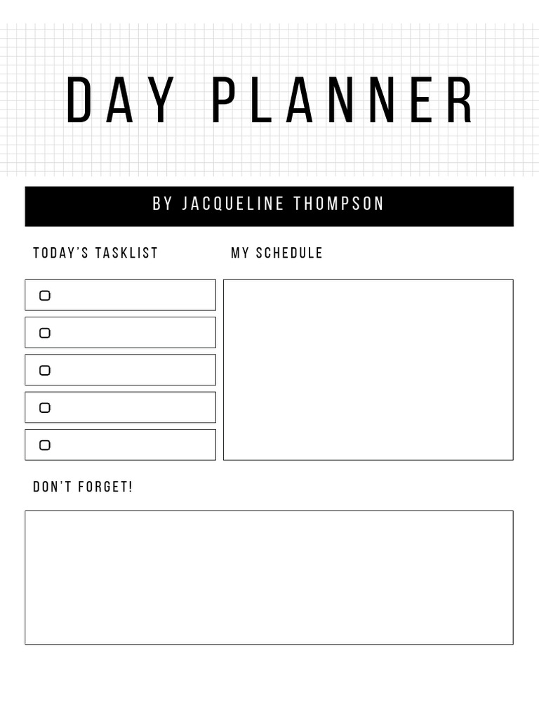 Daily Planner Doc in Black White Grey Style | PDF