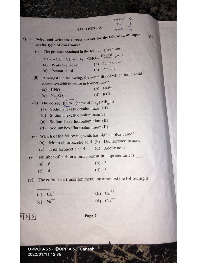 Chemistry Paper | PDF