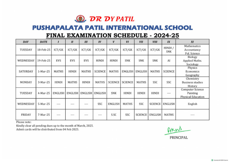 Final Examination Schedule 2024-25(1) | PDF