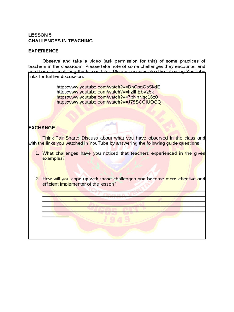 FS 1 Chapter 5. Lesson 5 _ 6 | PDF | Pedagogy | Teachers