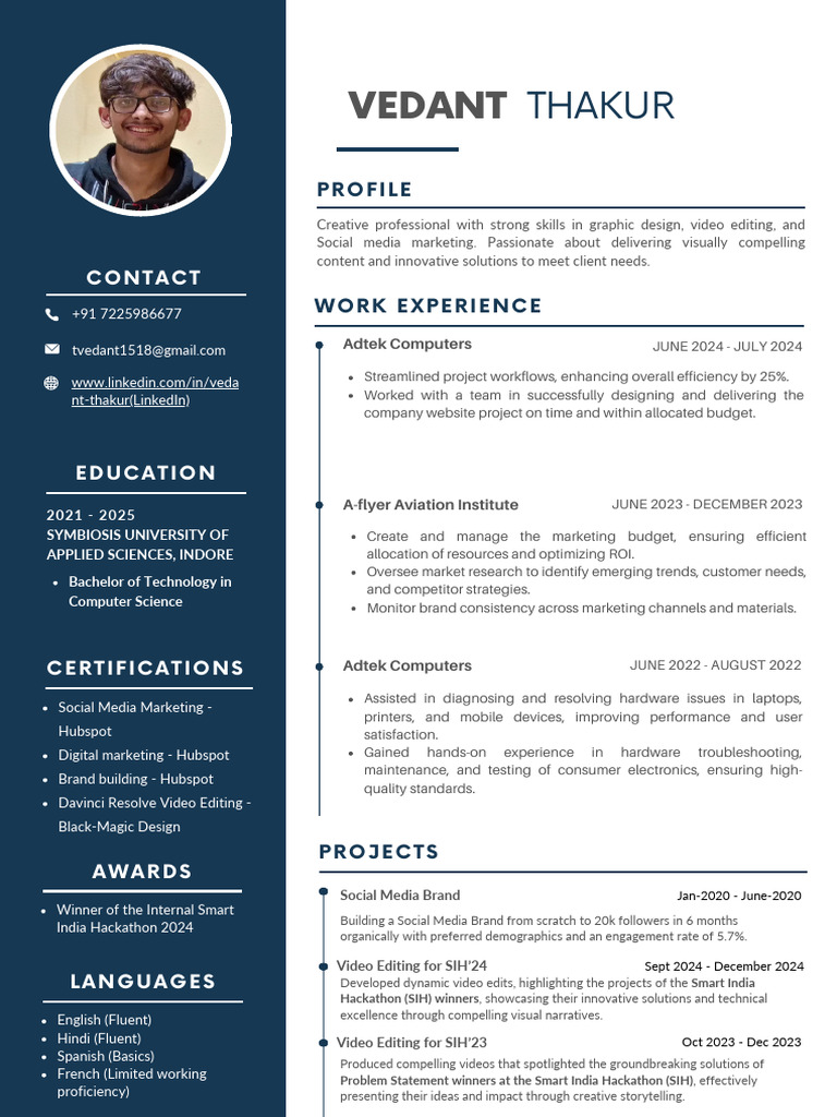 Vedant - Thakur Resume (Designing) | PDF | Social Media Marketing | Digital Marketing