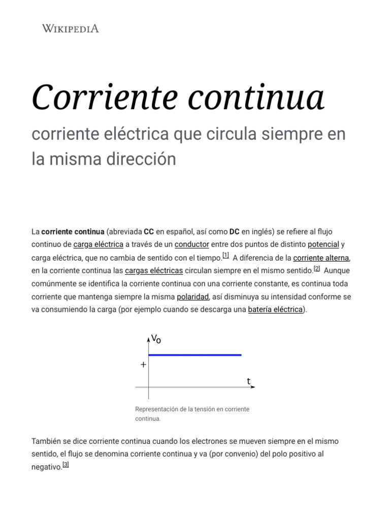 Corriente Continua: Definición y Usos | PDF | Corriente continua ...