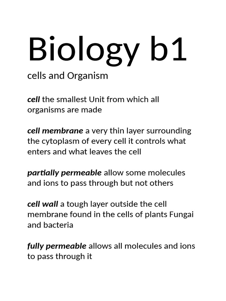 Biology b1 | PDF