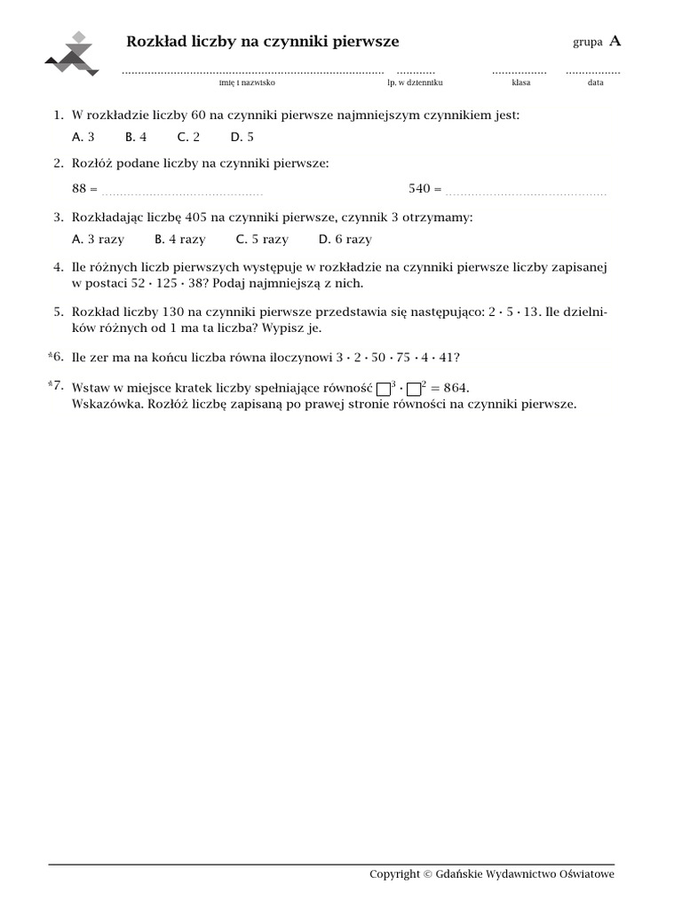 Rozkład Liczby Na Czynniki Pierwsze | PDF