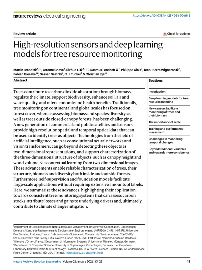 High Resolution Sensors and Deep Learning Models For Tree Resource Monitoring | PDF | Deep Learning