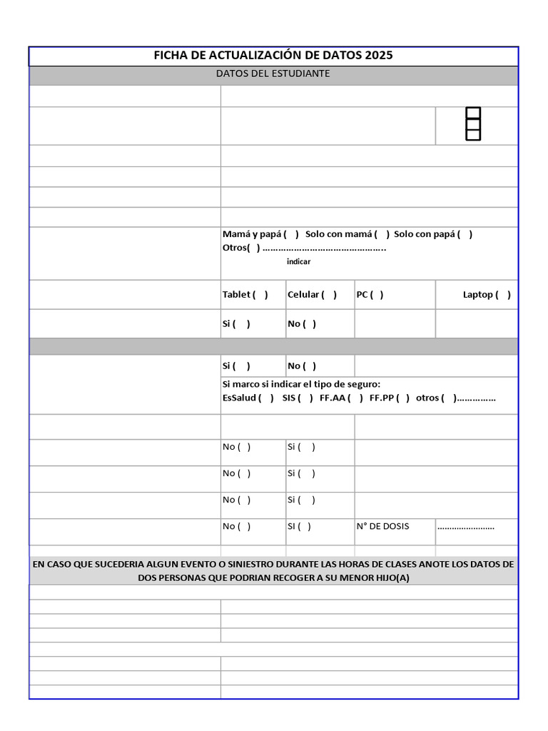 Ficha de actualización de datos (1) | PDF