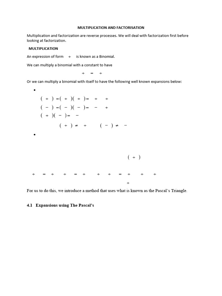 Multiplication and Factorization Guide | PDF | Discrete Mathematics ...