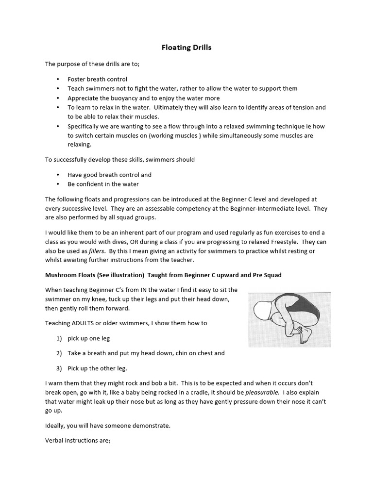 Essential Floating Drills for Swimmers | PDF | Buoyancy | Swimming