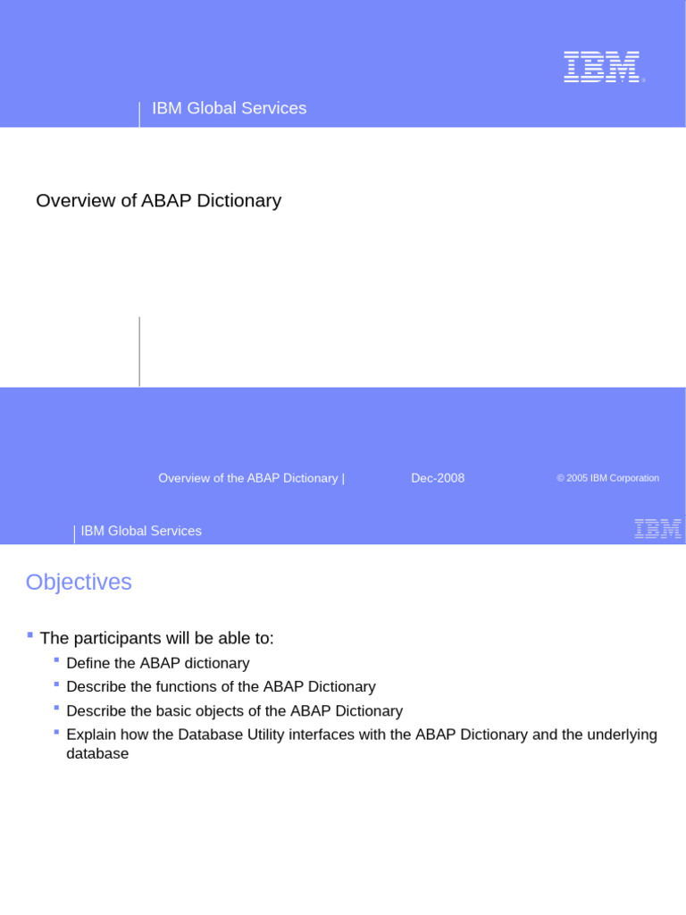 Chapter 01 - Overview of ABAP Dictionary | PDF | Databases | Computing