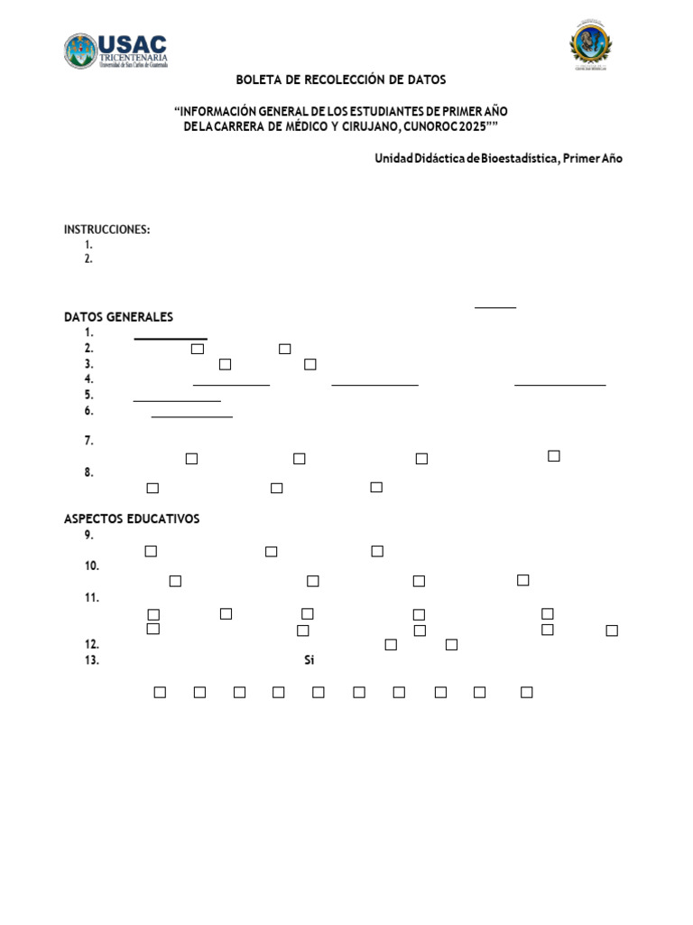 Boleta de recolección de datos 2025, Hoja de Repaso no. 1_e91a4fdc1e169b43667b587dbbec2c7a | PDF