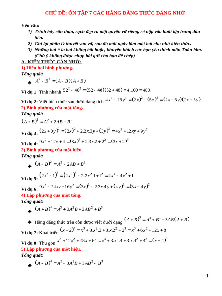 BÀI TẬP HÈ - 7B4 | PDF