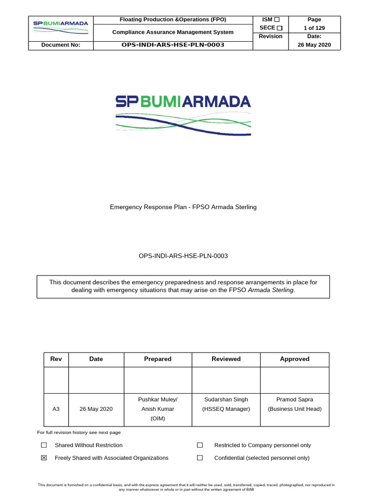 Emergency Response Plan FPSO | PDF | Emergency Management | Emergency