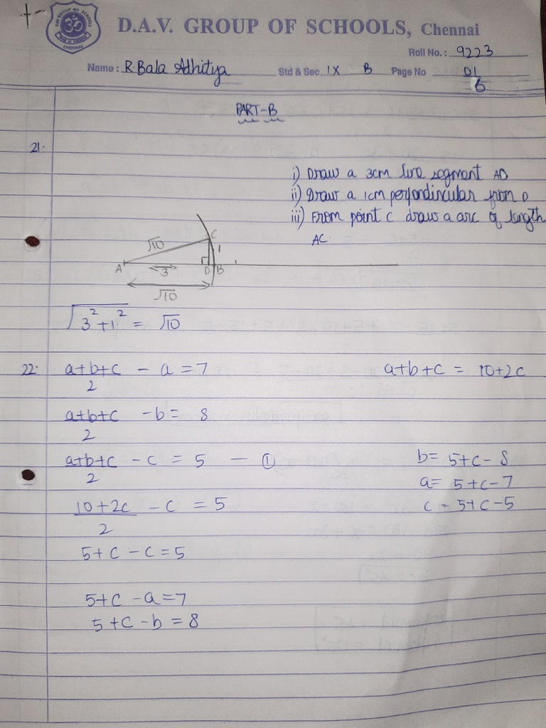 9 Maths Answer Sheet | PDF