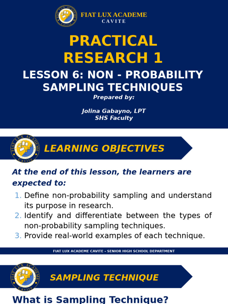 Topic 6 - Sampling Techniques | PDF | Sampling (Statistics) | Sample Size Determination