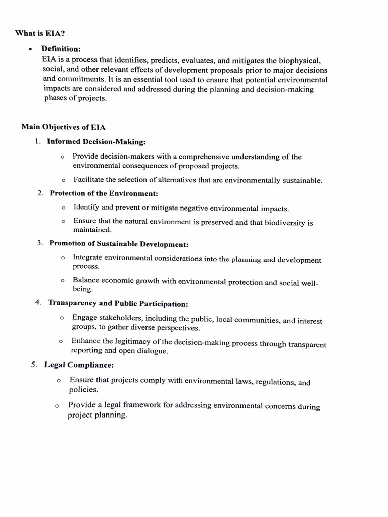 EIA notes 1 | PDF | Environmental Impact Assessment | Sustainability