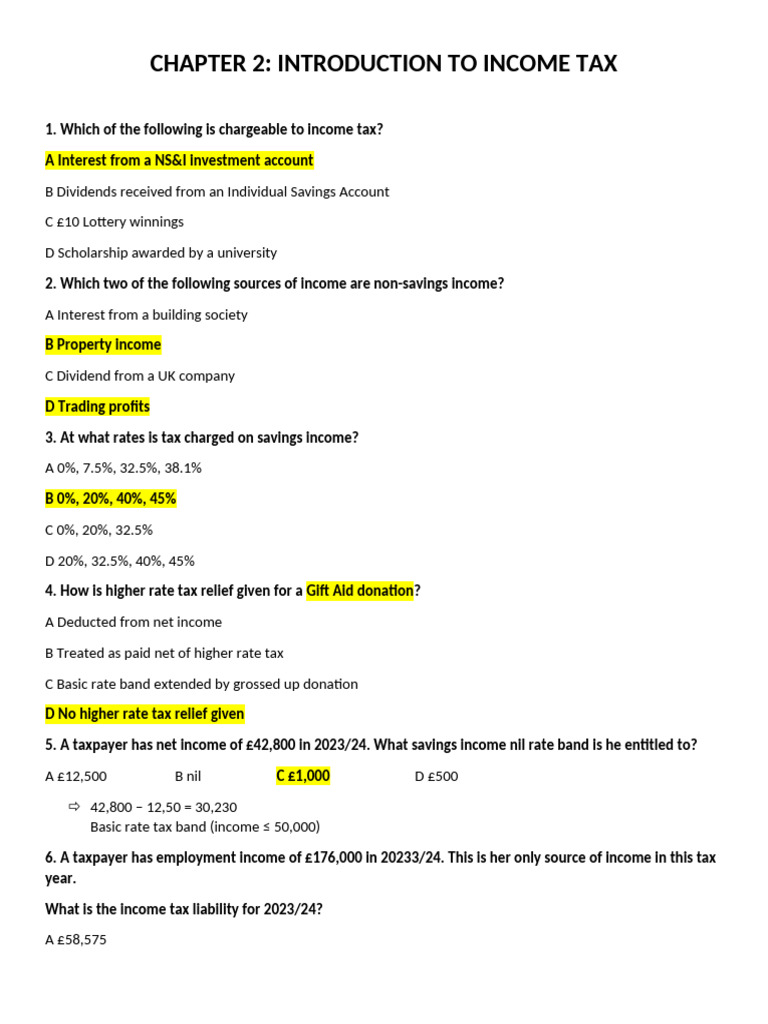 Taxation 1 - Chapter 2 - Key | PDF | Taxes | Income