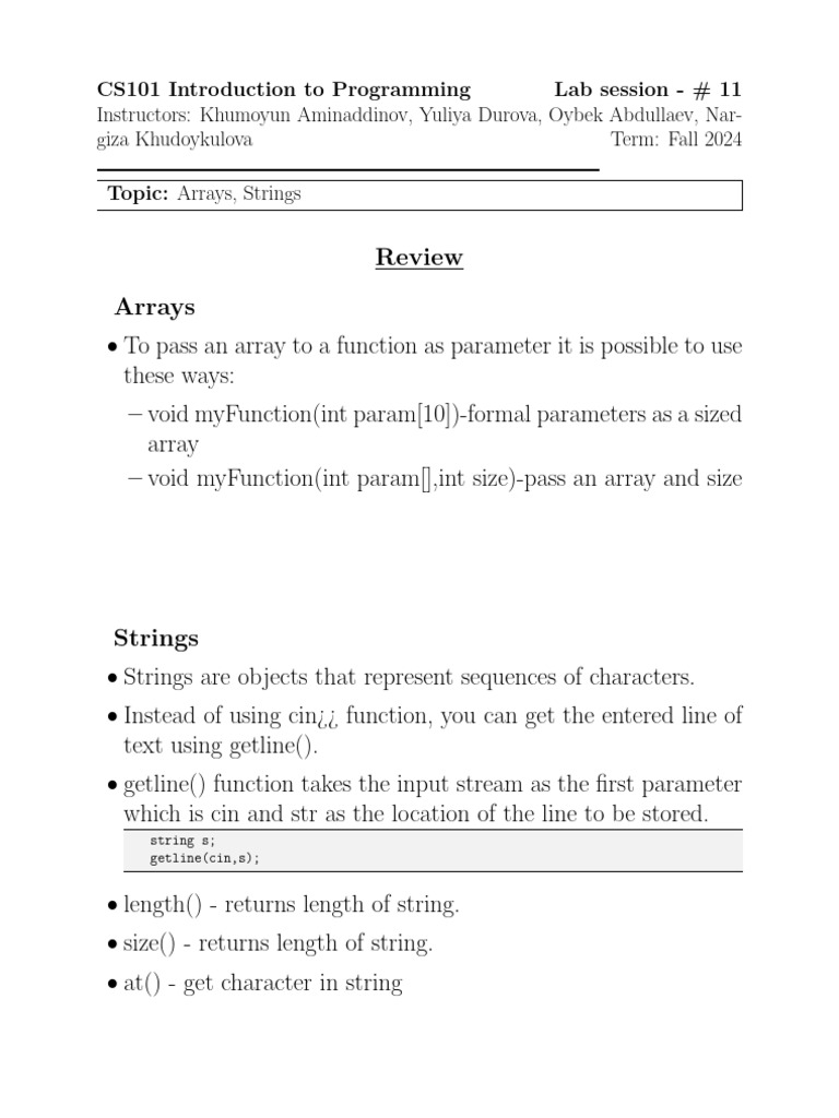 Cs101lab11 Pdf Parameter Computer Programming Integer