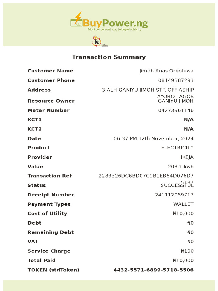 Buy Power Receipt | PDF
