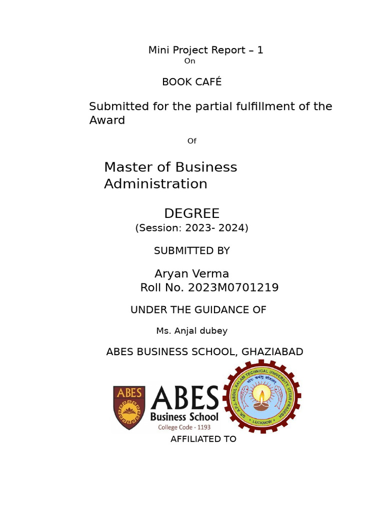 Aryan Verma Mini Project of BOOK Cafe 3 | PDF | Sustainability ...