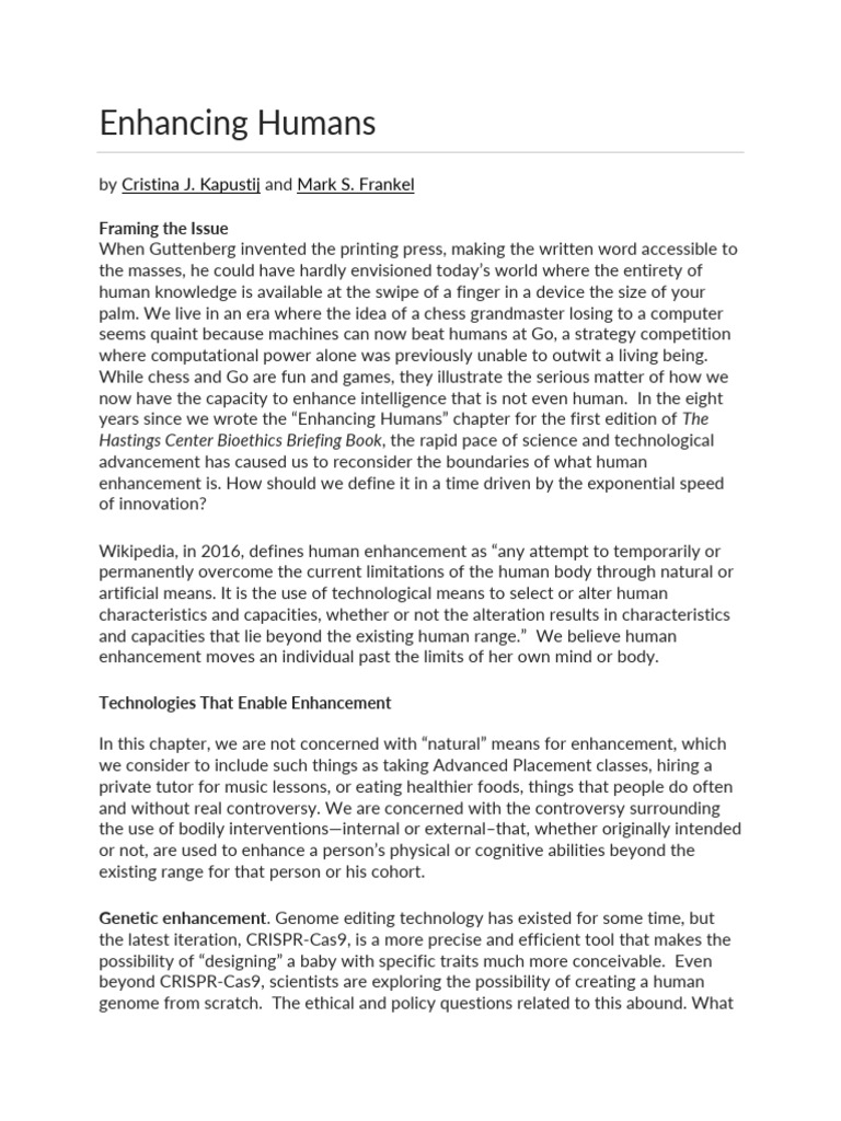 Enhancing Humans Article | PDF