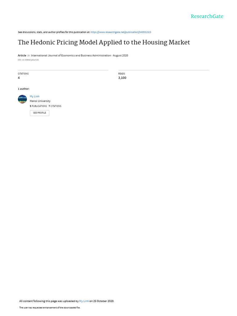 The Hedonic Pricing Model Applied To The Housing M | PDF | Real Estate ...