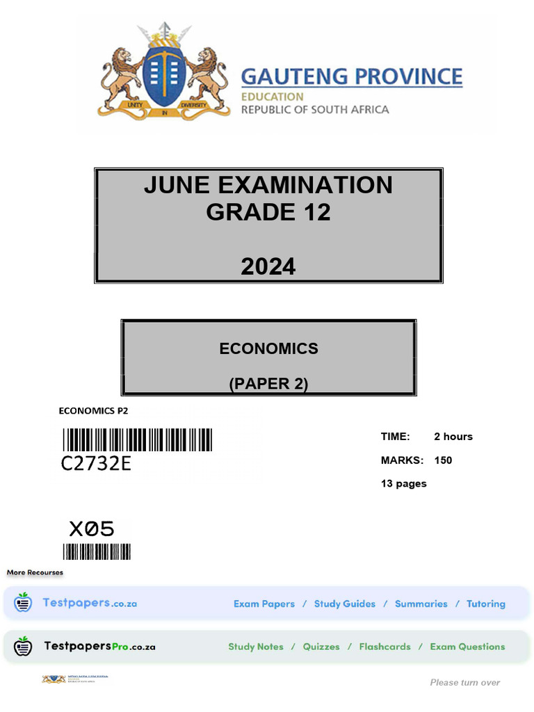 Grade 12 Economics Exam Paper 2 | PDF | Perfect Competition | Market Power
