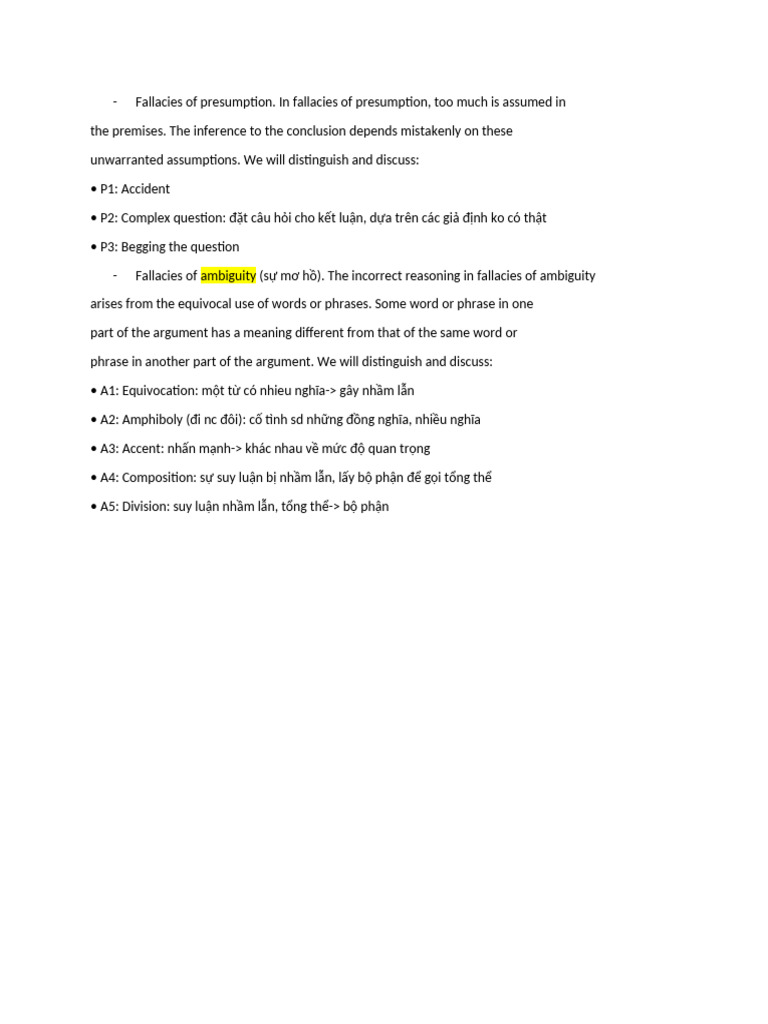 Fallacies of Presumption | PDF