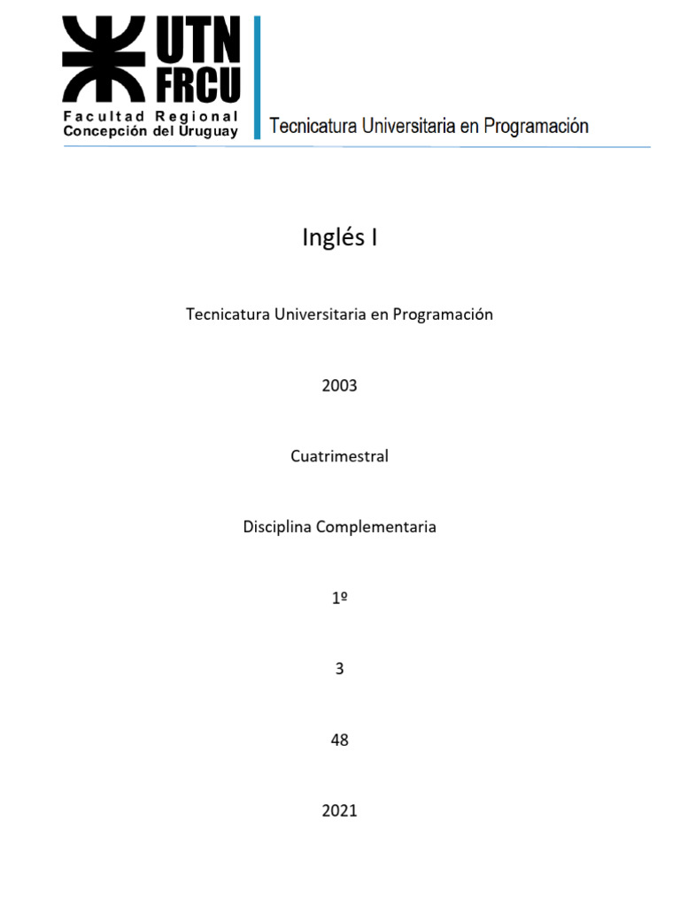 Programa Ingles-I | PDF