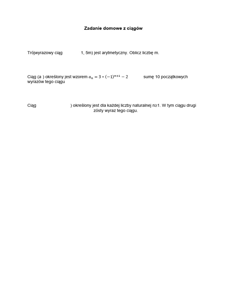Zadanie Domowe Ciągi 2 | PDF