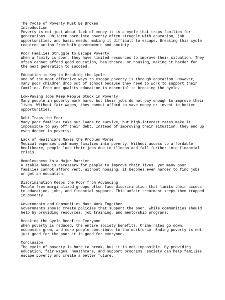 The Cycle of Poverty Must Be Broken | PDF | Poverty | Poverty ...