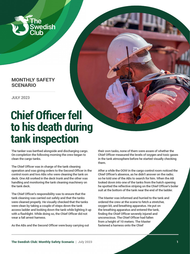 MSS July 2023 Chief Officer Fell To His Death During Tank Inspection ...