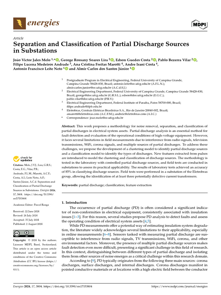 Separation and Classification of Partial Discharge Sources in Substations | PDF | Electronics ...