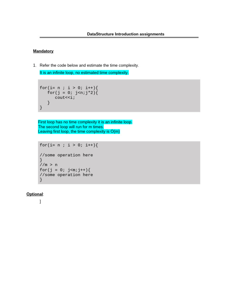Data Structure Introduction - Assignments | PDF