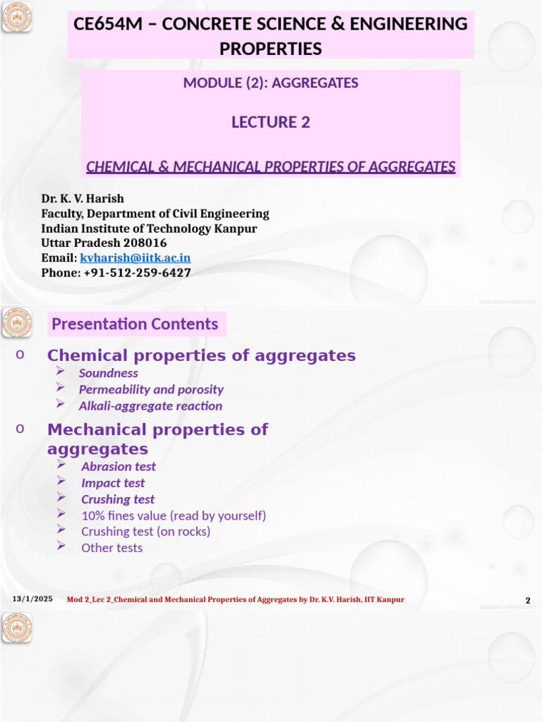 Mod 2 - Lec 2 - Chem N Mech Prop | PDF | Porosity | Concrete