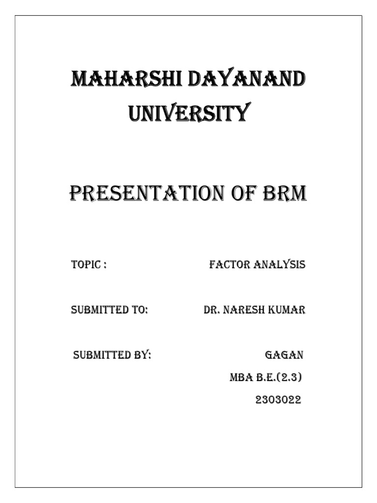 Final BRM | PDF | Factor Analysis | Principal Component Analysis