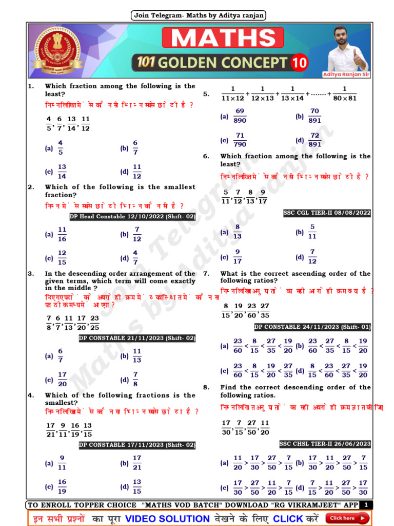 10. MATHS (101 GOLDEN CONCEPT-10) PRINTABLE-2 | PDF
