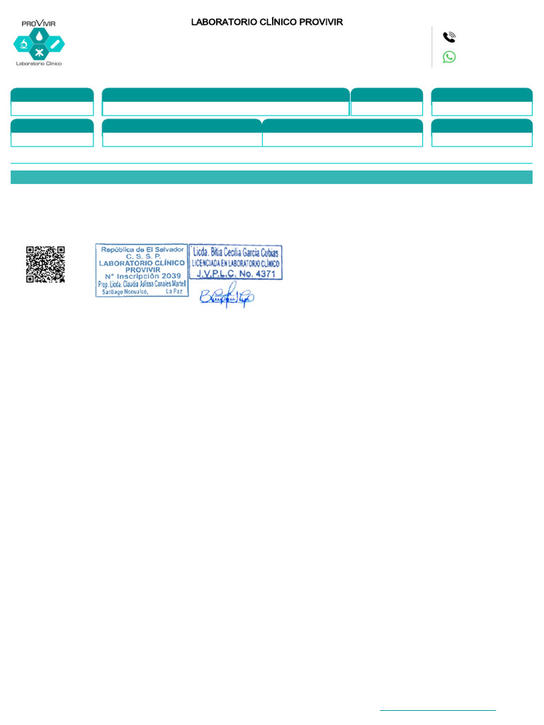 Resultados de Laboratorio Provivir | PDF