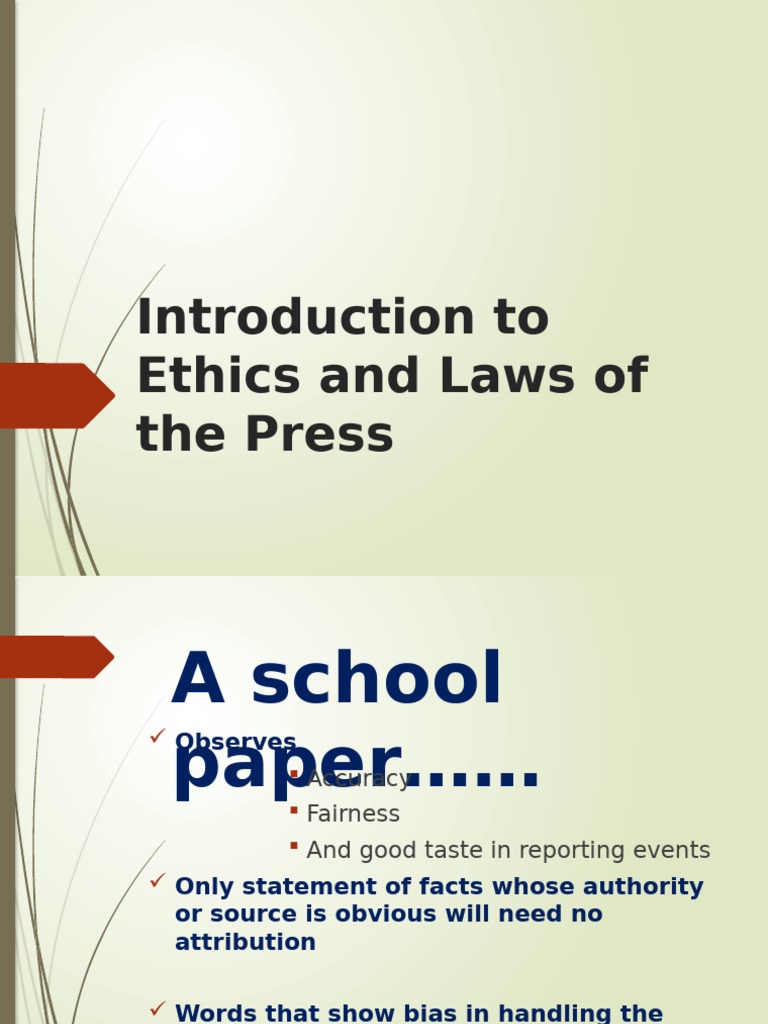 Ethics and Laws in School Journalism | PDF