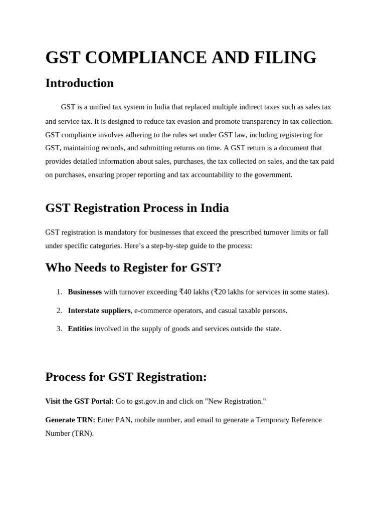 GST Compliance and Filing Guide | PDF | Taxes | Government Finances