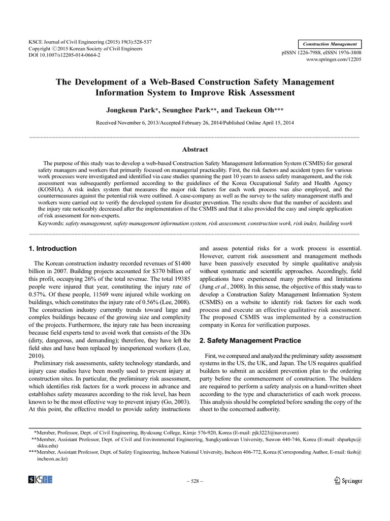 The development of a web-based construction safety management information system to improve risk ...