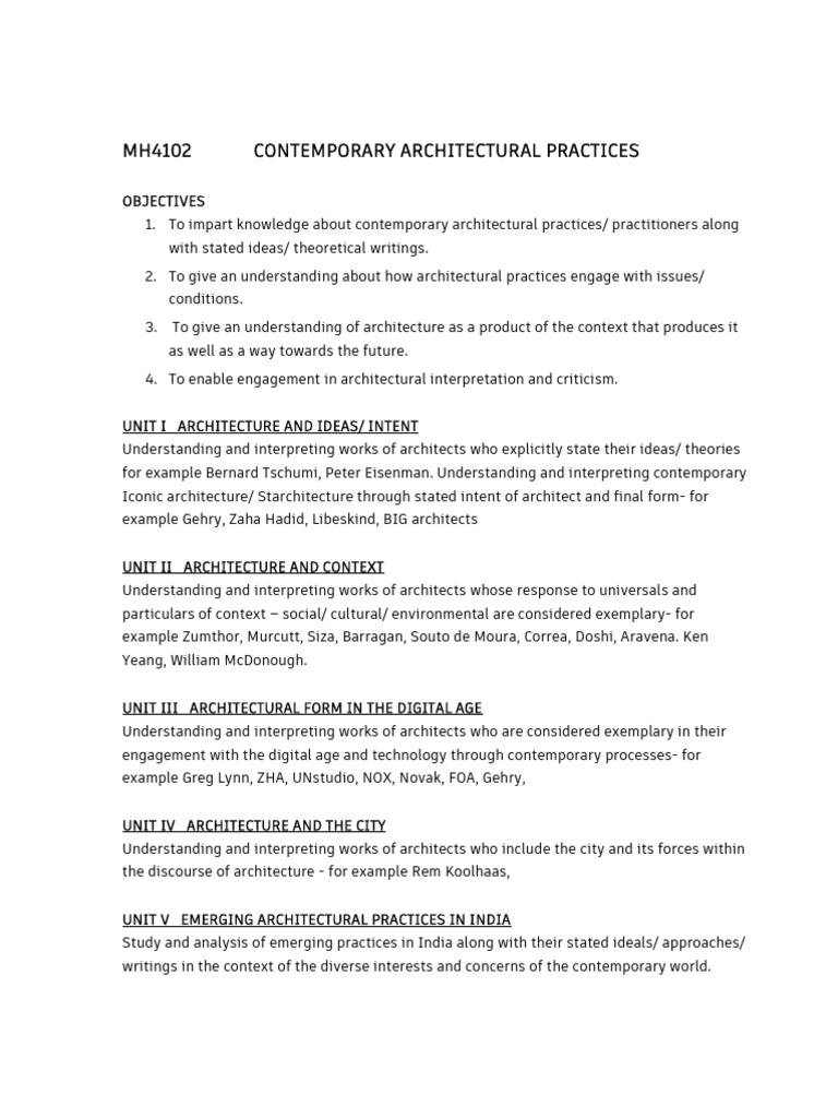 Contemporary Architectural Practices - QnA | PDF | Sustainability ...
