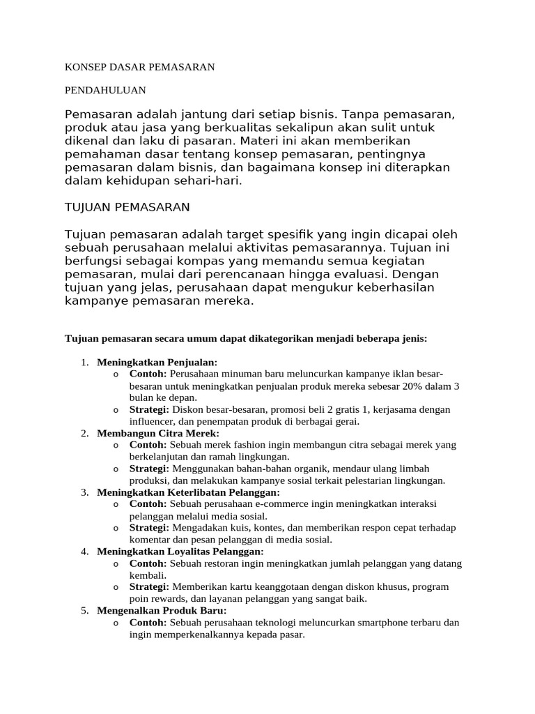Konsep Dasar Pemasaran | PDF