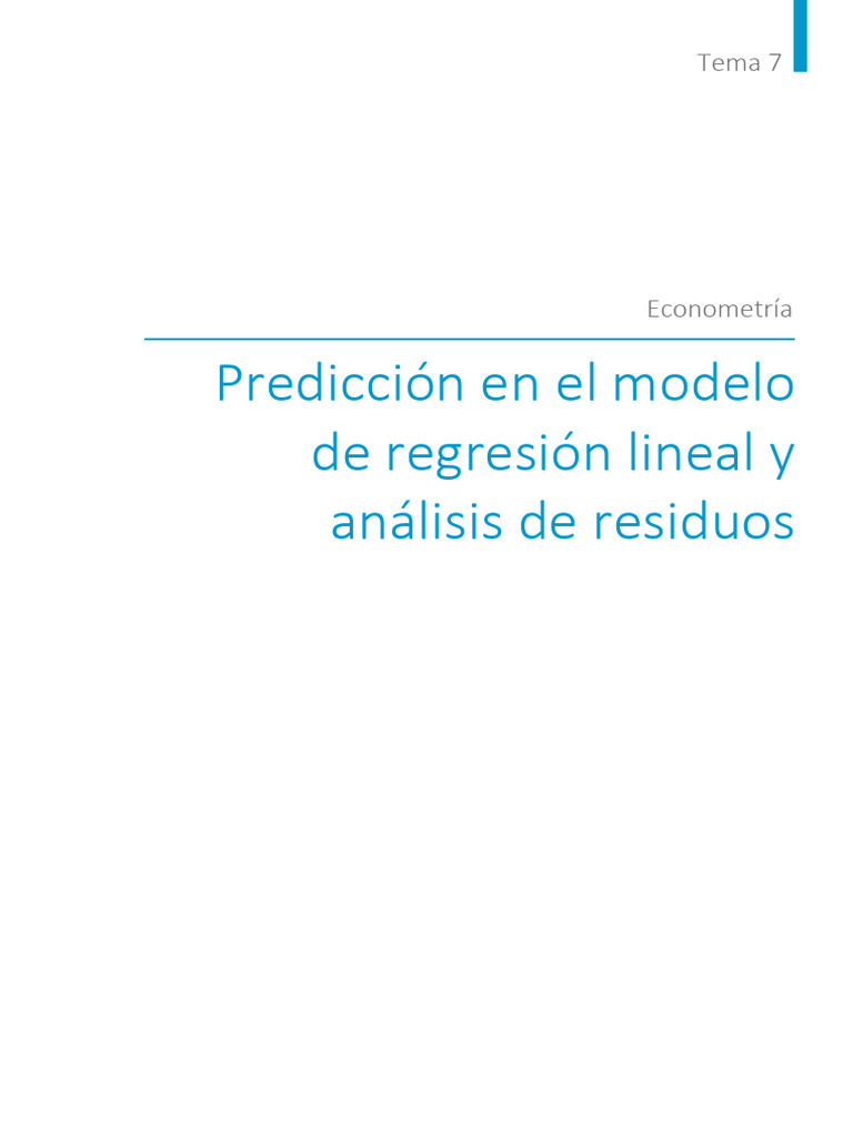 T7 Predicción en RL y Análisis de Residuos | PDF | Mínimos cuadrados ordinarios | Análisis de ...
