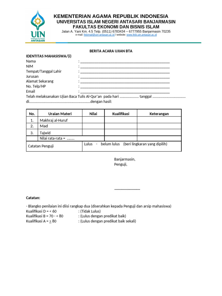 Blangko Nilai 2 | PDF