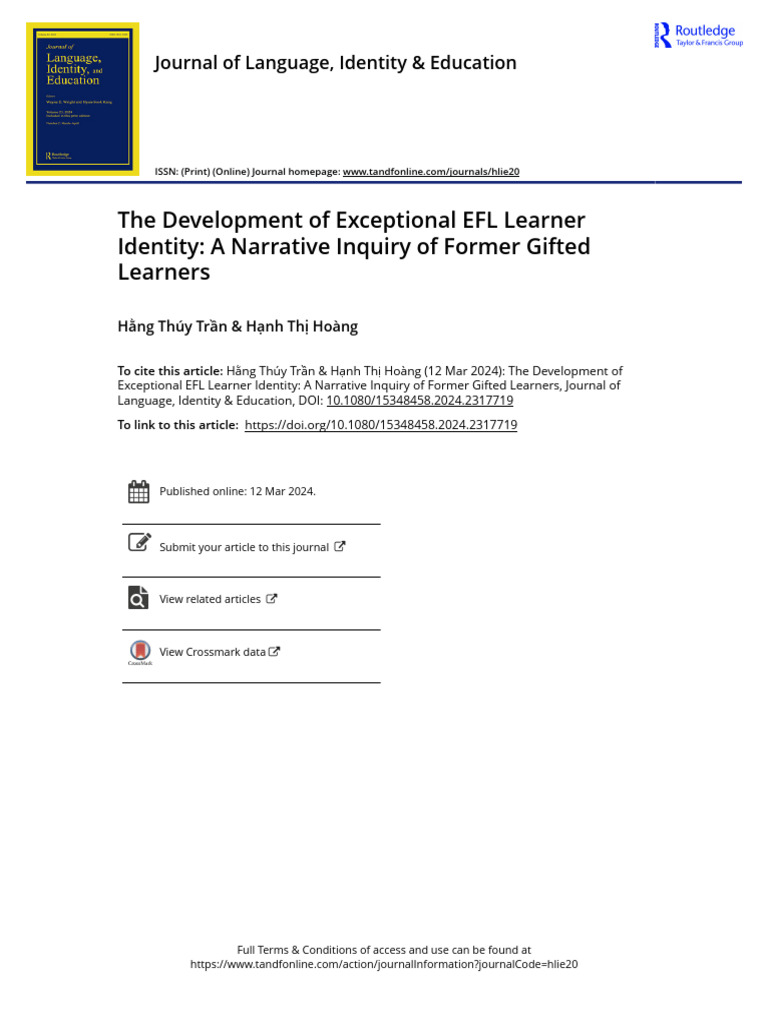 The Development of Exceptional EFL Learner Identity A Narrative Inquiry ...
