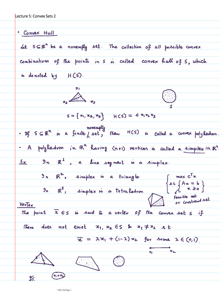 Lecture 5: Convex Sets 2: CSO 324 Page 1 | PDF