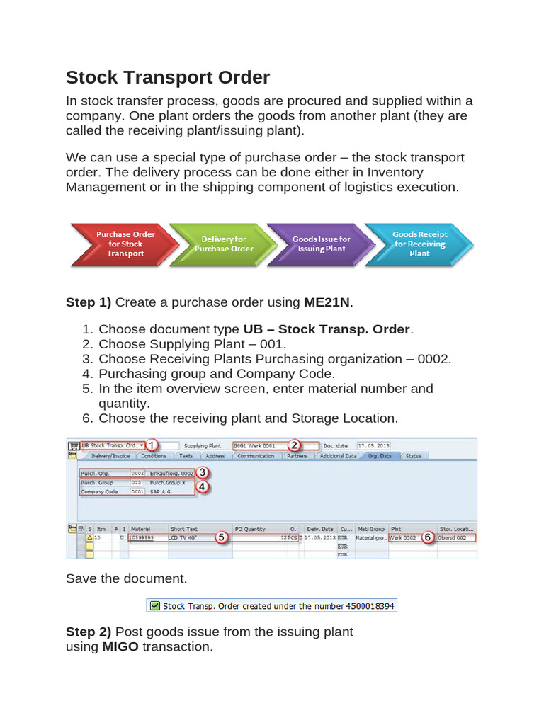 Stock Transport Order | PDF