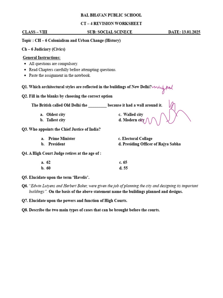 Viii CT4 Revision Worksheet SST | PDF