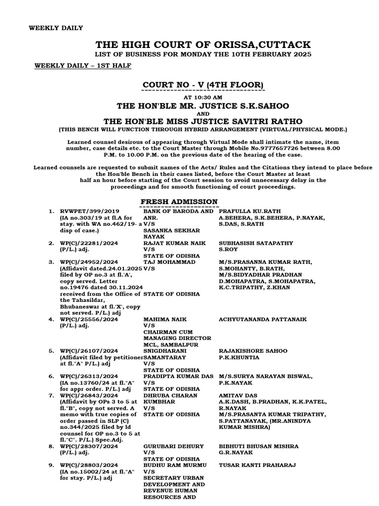 The High Court of Orissa, Cuttack | PDF