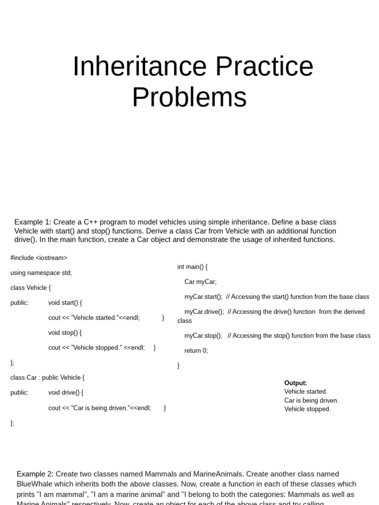 L13 a-Inheritance Practice Problems (1) | PDF | Namespace | Inheritance ... L13 a-Inheritance Practice Problems (1) | PDF | Namespace | Inheritance ...